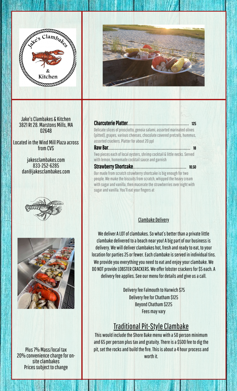 Clambake Pricing – Jake's Clambakes & Kitchen